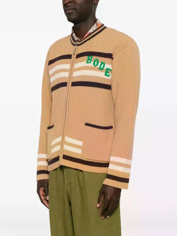 BODE Timber Stripe Zip-up Cardigan