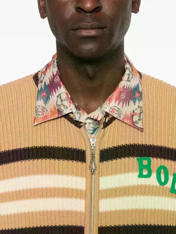 BODE Timber Stripe Zip-up Cardigan