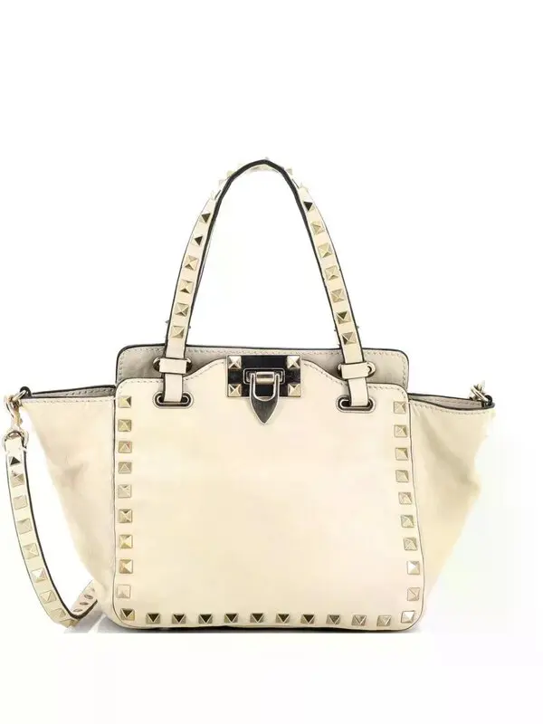 Valentino Garavani Rockstud Soft Leather Small Tote Bag - Neutrals