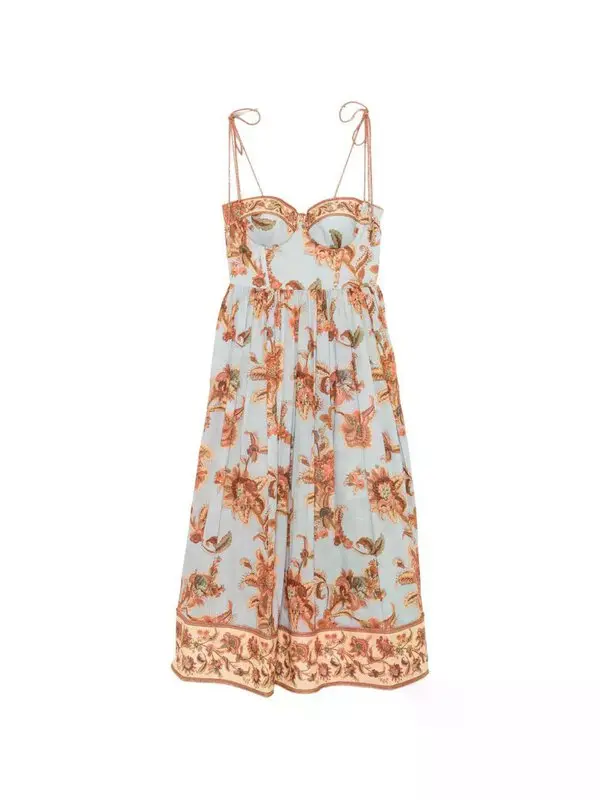 Zimmermann Aster Floral-print Corset Midi Dress - Blue