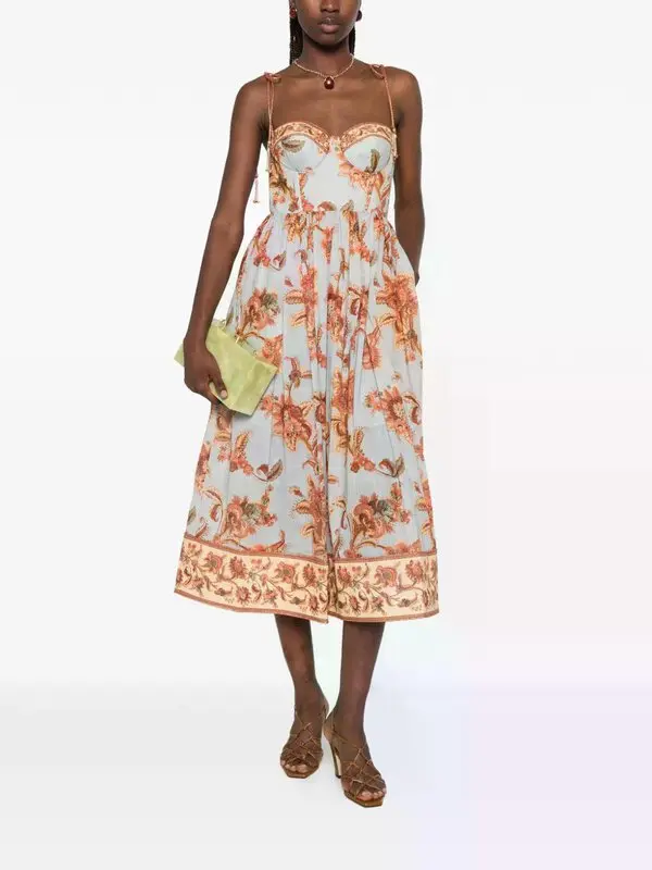 Zimmermann Aster Floral-print Corset Midi Dress - Blue