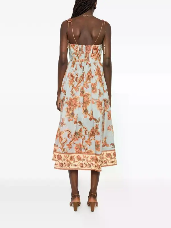 Zimmermann Aster Floral-print Corset Midi Dress - Blue