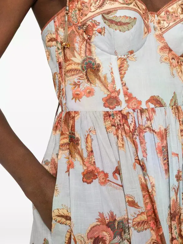 Zimmermann Aster Floral-print Corset Midi Dress - Blue