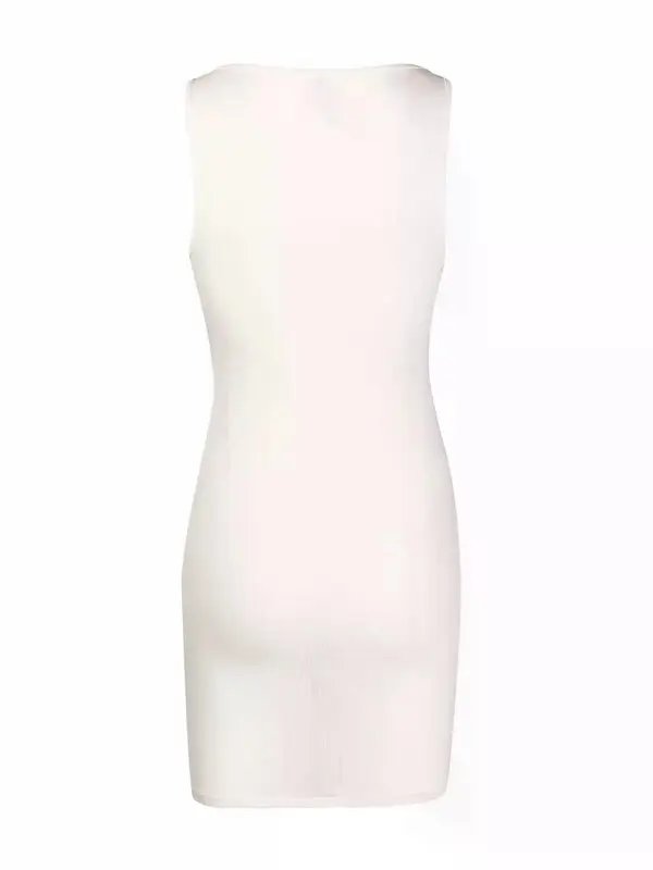 MAISON CLOSE Ivory Ribbed Fitted Scoop Neck Dress