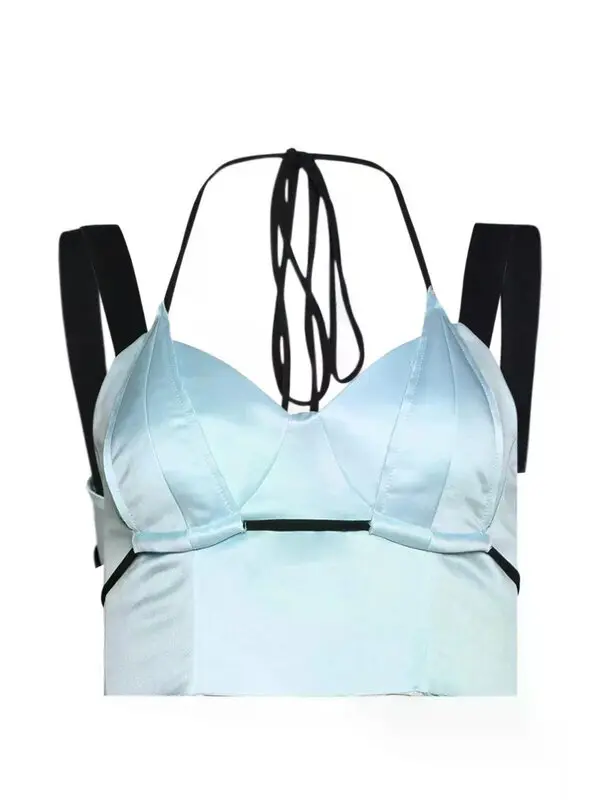 Natasha Zinko Satin-finish Panelled Bra-top - Blue
