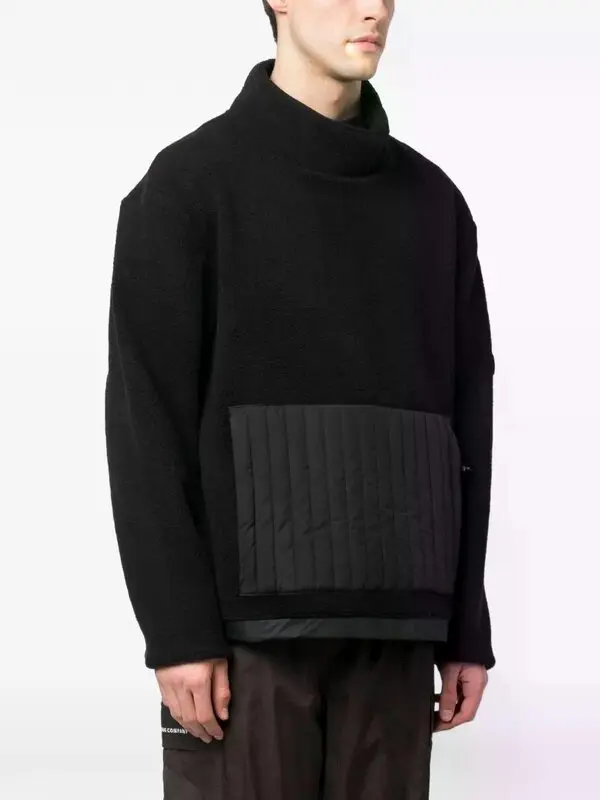 Rains High-neck Fleece Sweatshirt With Quilted Panel