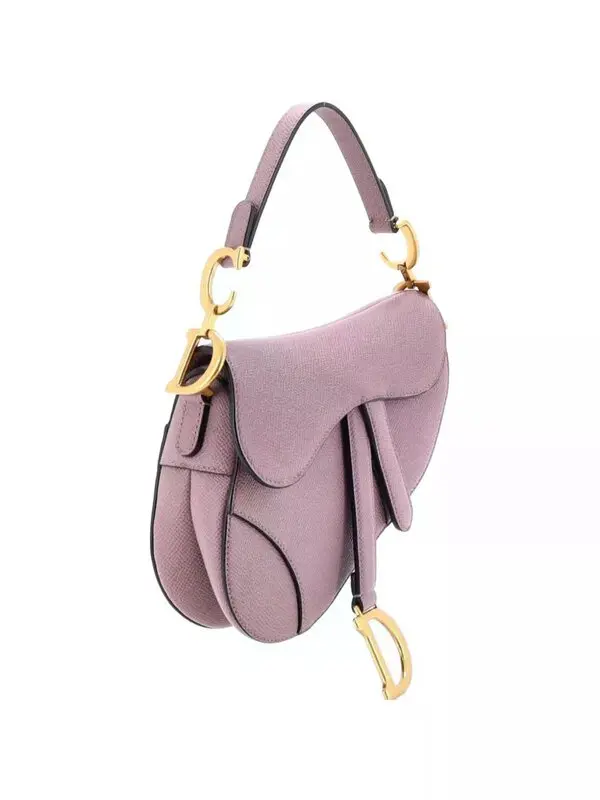 Dior Saddle Handbag With Strap Leather Micro Shoulder Bag - Purple