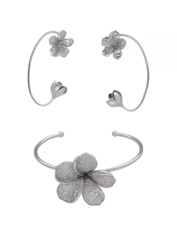 Vintage Floral Motif -tone Jewellery Set - Silver
