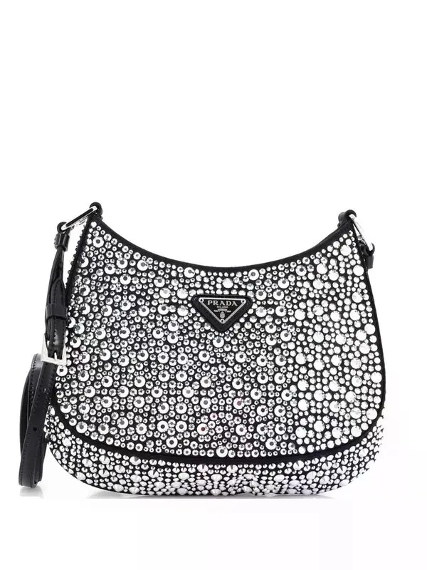 Prada Crystal Embellished Satin Small Shoulder Bag