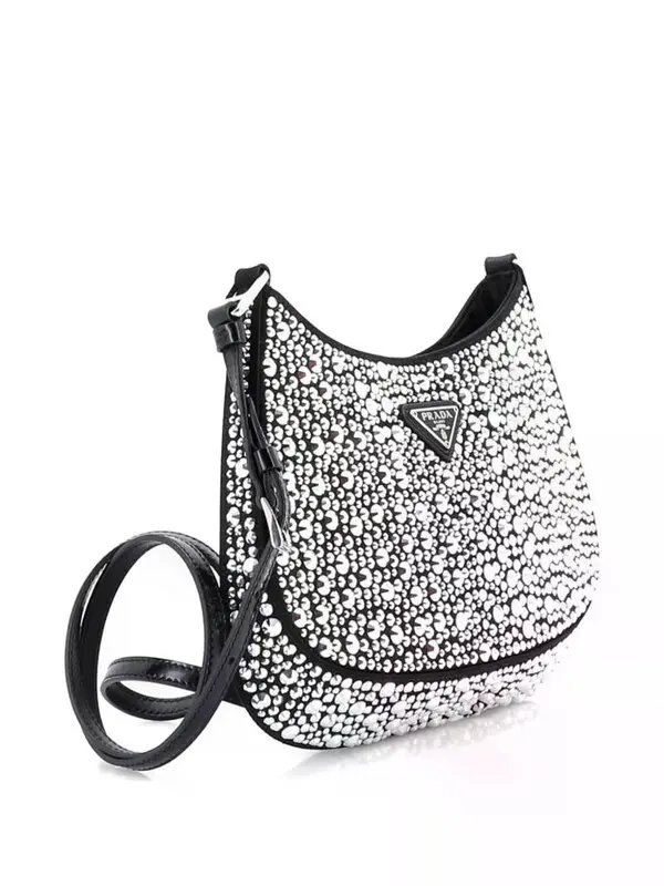 Prada Crystal Embellished Satin Small Shoulder Bag