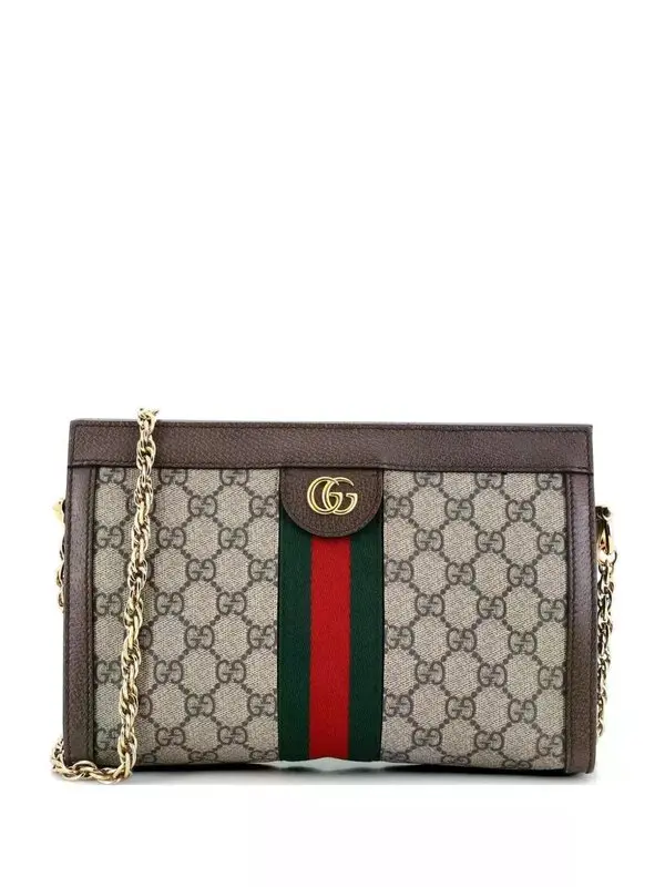 Gucci Ophidia Chain Shoulder Bag Gg Coated Canvas Small Crossbody Bag - Brown
