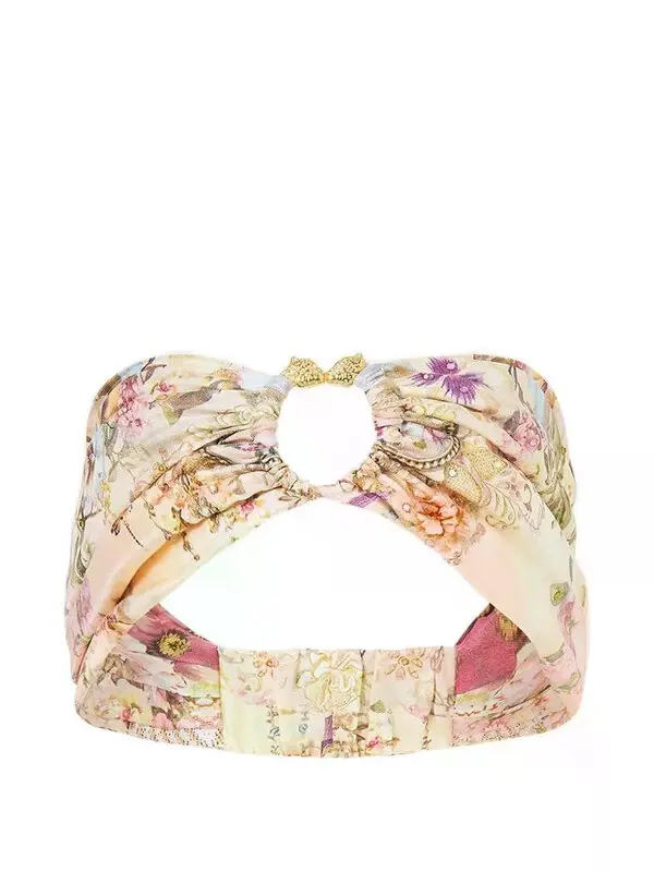 Camilla Floral-print Ring Detail Headband - Neutrals