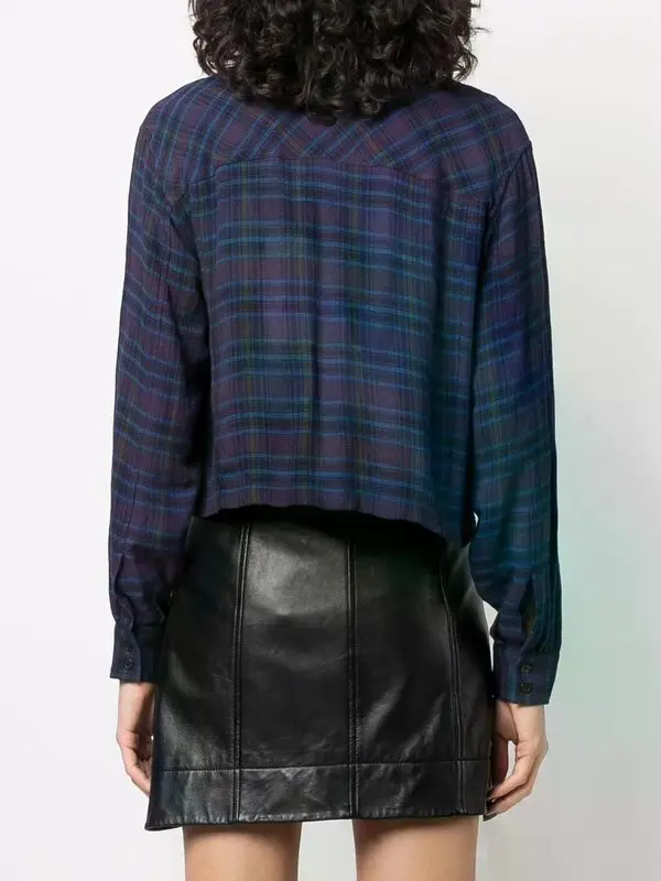 DIESEL® Check-print Wool-blend Cropped Shirt