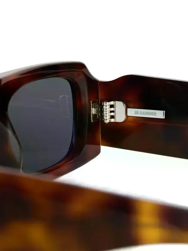 JIL SANDER Sculptural Tortoiseshell Effect Rectangle Sunglasses - Brown