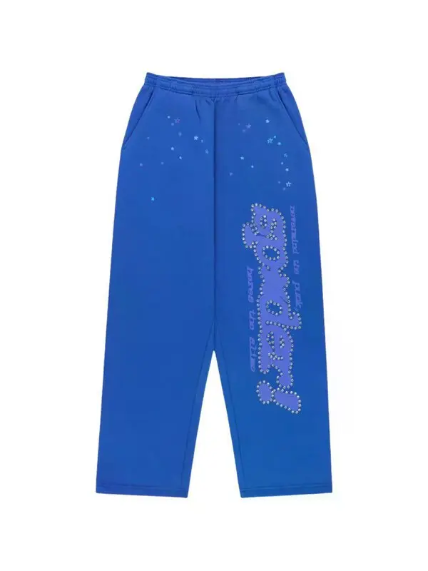 SP5DER Punk V2 Rhinestone Track Pants - Blue