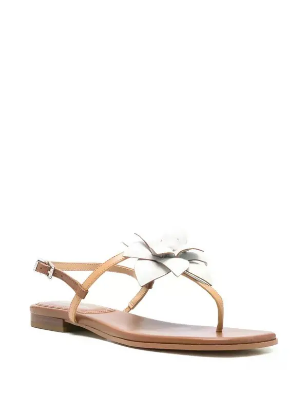 Michael Kors Floral Appliqué Leather Sandals