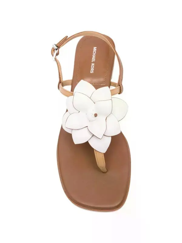 Michael Kors Floral Appliqué Leather Sandals