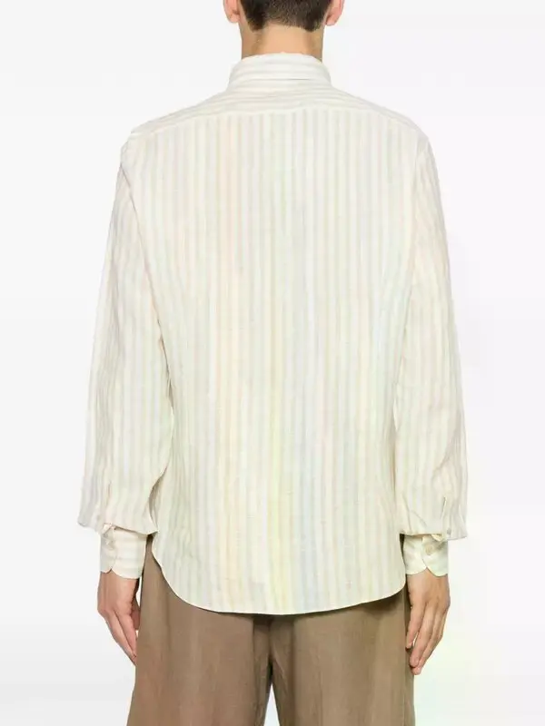 Eleventy Striped Linen Shirt - Neutrals