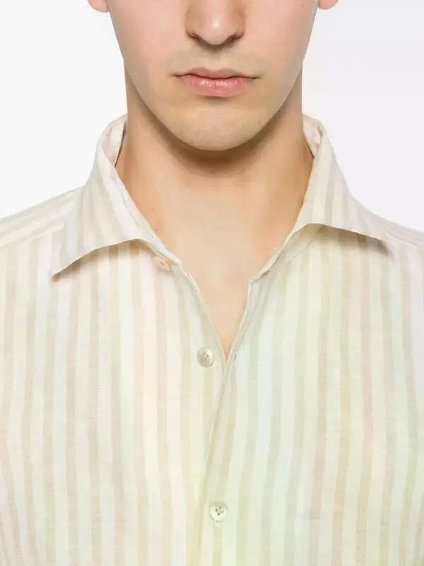 Eleventy Striped Linen Shirt - Neutrals