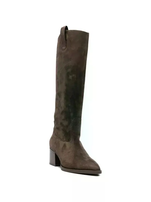 ADRIANNA FERETTI Suede Pointed-toe Block Heel Boots