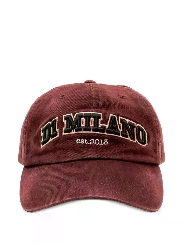 D1 MILANO Embroidered Cotton Cap - Red