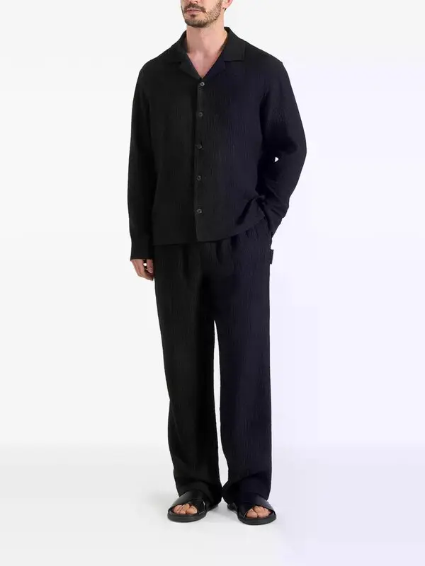 Manière De Voir Maniere De Voir Addison Textured Relaxed Fit Trousers - Black