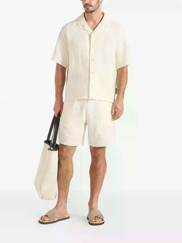 Manière De Voir Textured Fabric Elasticated Waist Drawstring Shorts - Neutrals