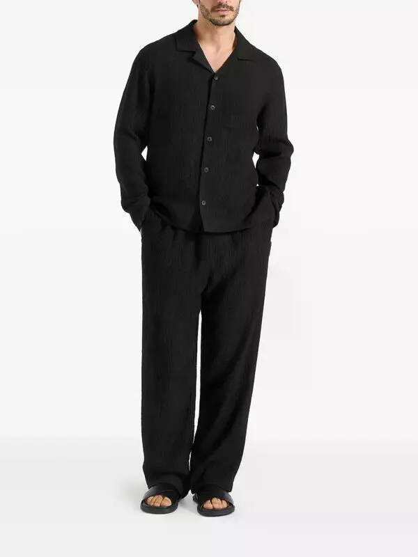 Manière De Voir Maniere De Voir Textured Revere Collar Long Sleeve Shirt