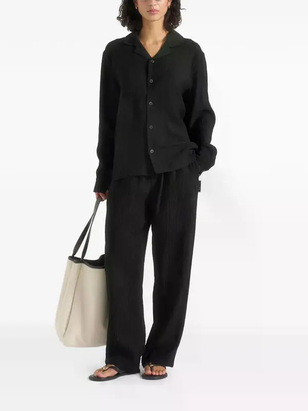 Manière De Voir Maniere De Voir Textured Revere Collar Long Sleeve Shirt
