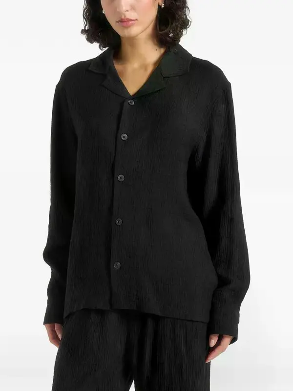 Manière De Voir Maniere De Voir Textured Revere Collar Long Sleeve Shirt