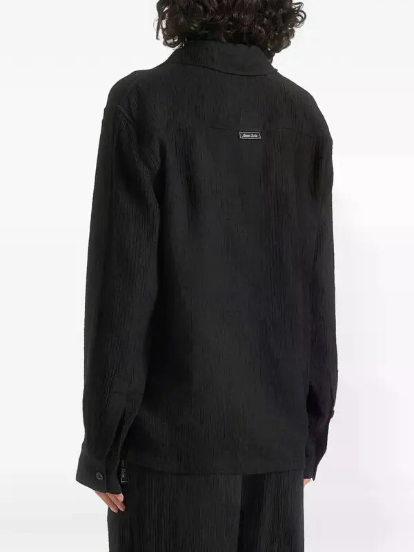 Manière De Voir Maniere De Voir Textured Revere Collar Long Sleeve Shirt