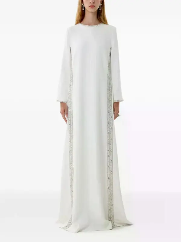 DINA MELWANI Crystal-trimmed Long-sleeve Maxi Dress - White