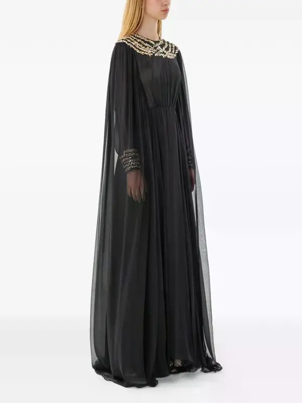 DINA MELWANI Crystal-embellished Cape-sleeve Maxi Dress