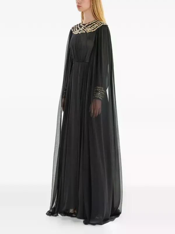 DINA MELWANI Crystal-embellished Cape-sleeve Maxi Dress