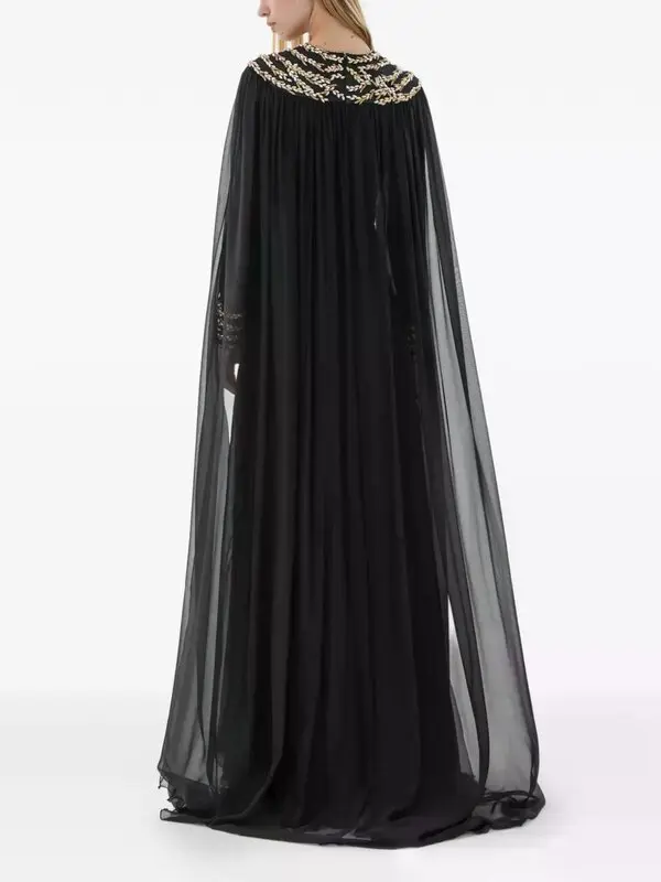 DINA MELWANI Crystal-embellished Cape-sleeve Maxi Dress