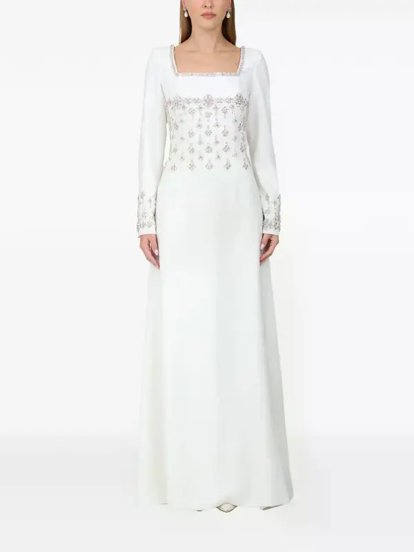 DINA MELWANI Crystal-embellished Square Neck Maxi Dress