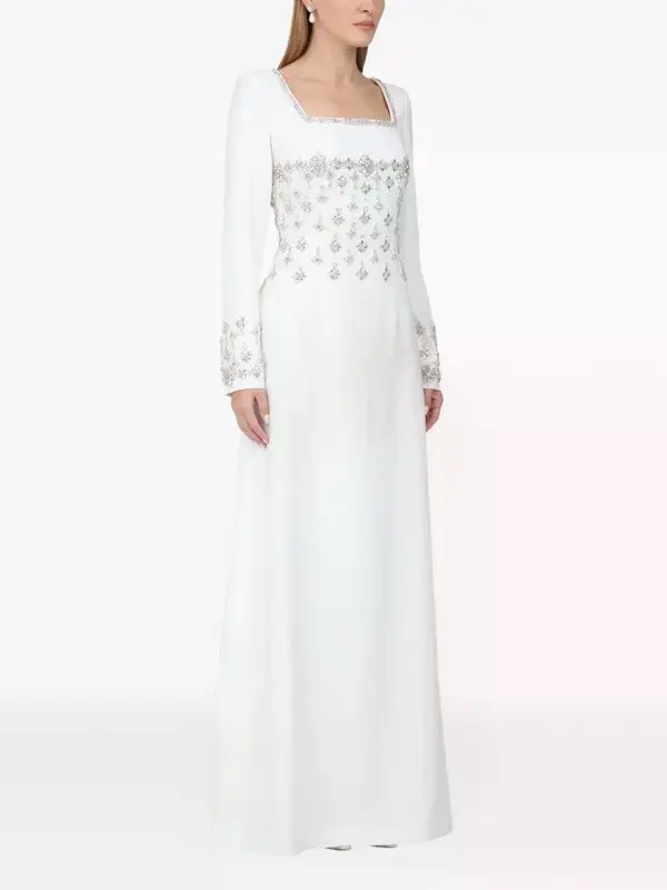 DINA MELWANI Crystal-embellished Square Neck Maxi Dress