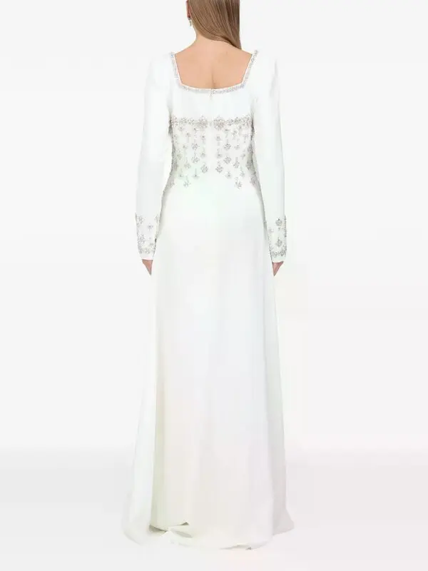 DINA MELWANI Crystal-embellished Square Neck Maxi Dress