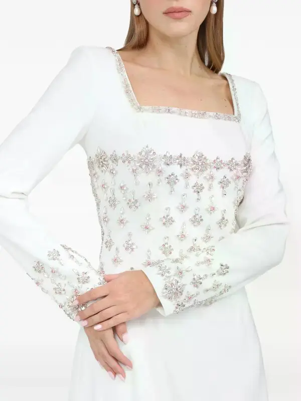 DINA MELWANI Crystal-embellished Square Neck Maxi Dress