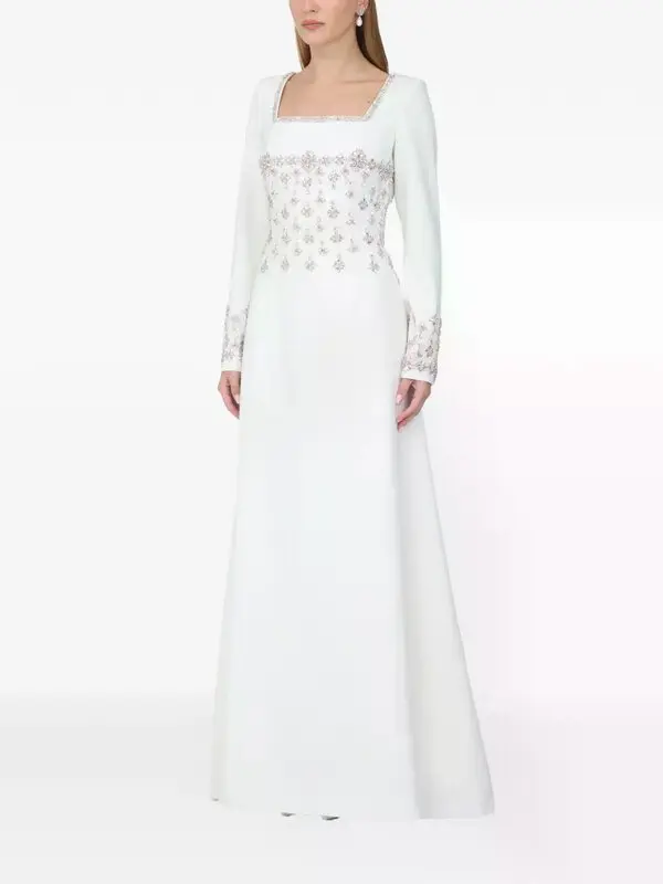 DINA MELWANI Crystal-embellished Square Neck Maxi Dress