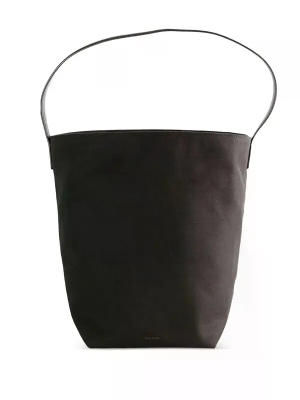THE ROW Leather-handle Cotton Tote Bag - Black