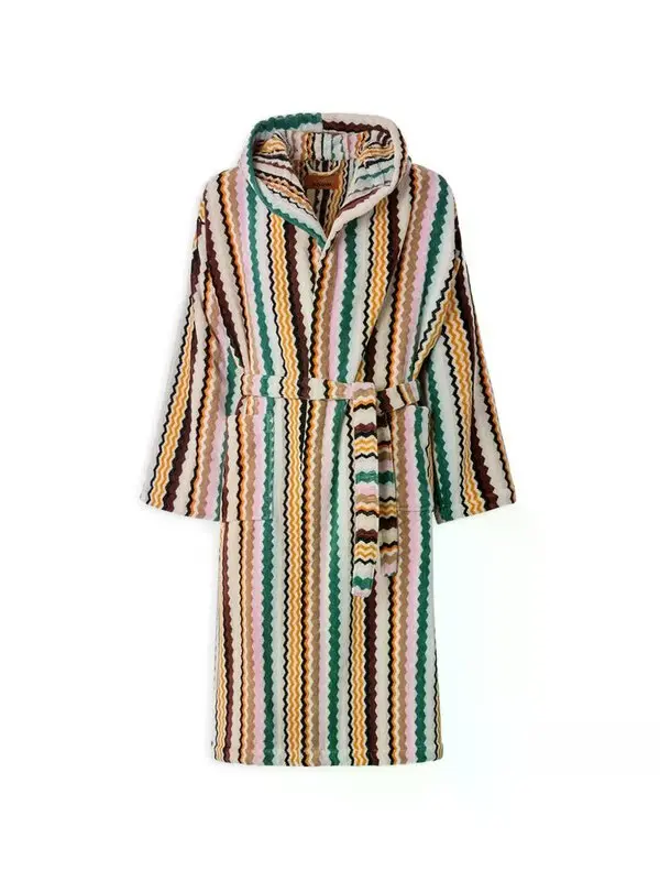 Missoni Aura Chevron-pattern Hooded Bathrobe - White