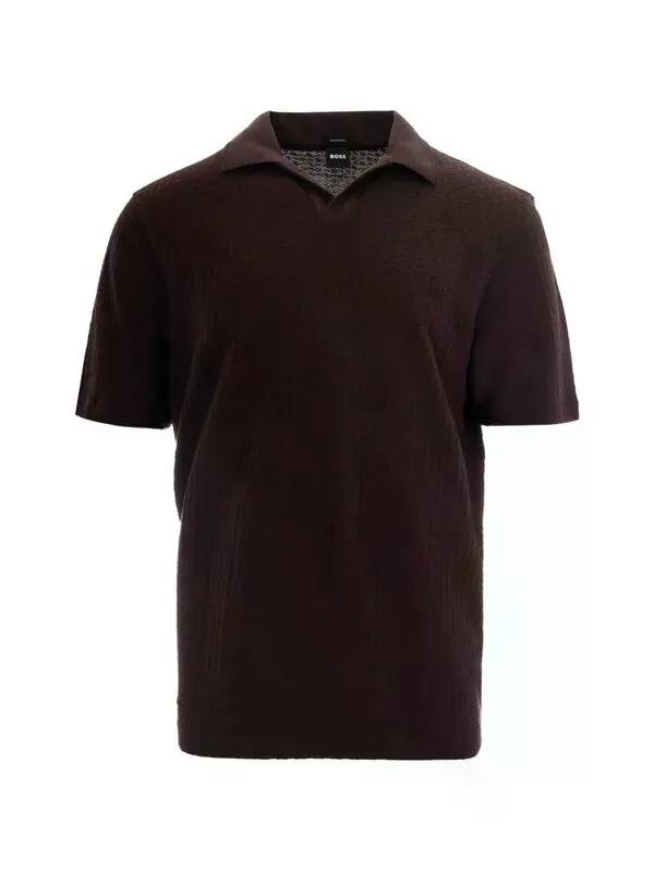 BOSS Johnny Textured-knit Polo Shirt - Brown