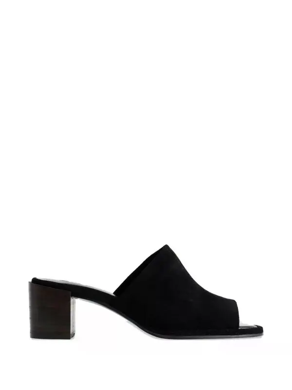 By Far Francisco Square-toe Suede Sandals - Black