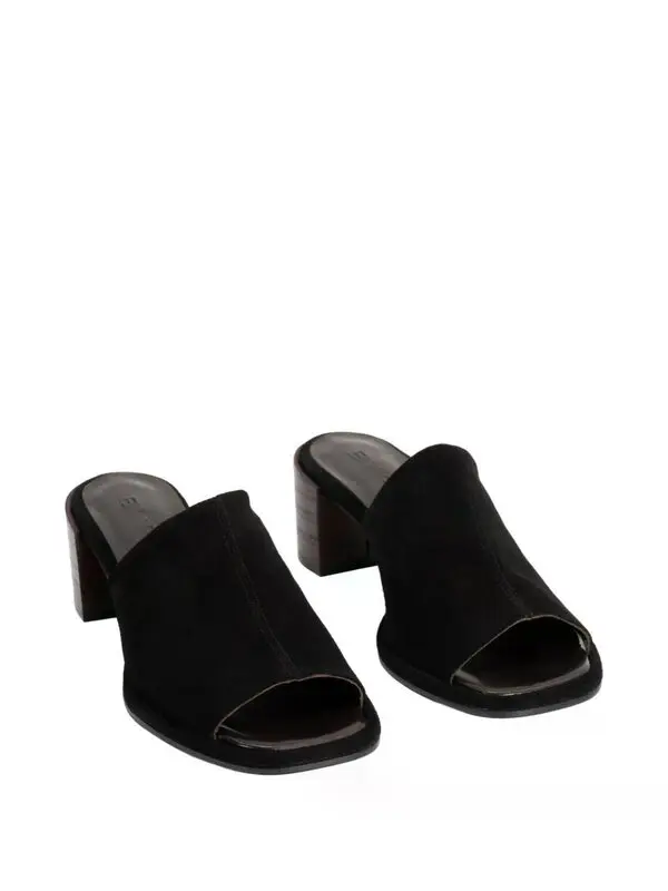 By Far Francisco Square-toe Suede Sandals - Black