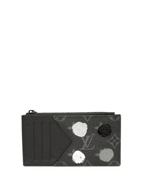 LOUIS VUITTON 2021-2026 Yayoi Kusama Monogram Eclipse Card Holder Coin Pouch - Black