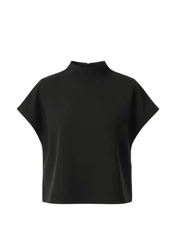 Black Label High-neck Short-sleeve Blouse