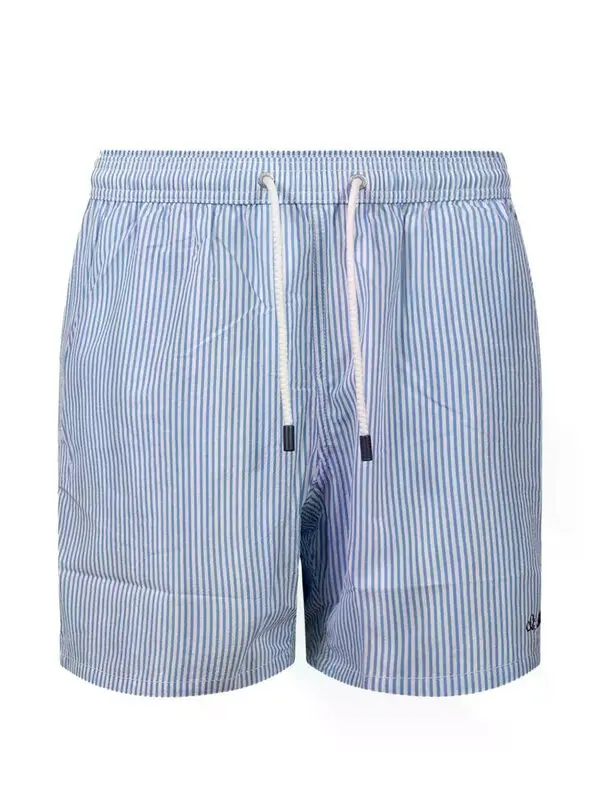 MC2 SAINT BARTH Striped Seersucker Swim Shorts - Blue