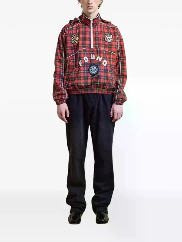 FOUND Plaid Embroidered Track Jacket
