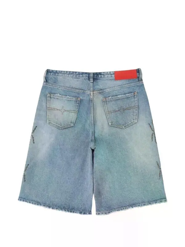 BLDG4 Pantheon Studded Wide Leg Denim Shorts